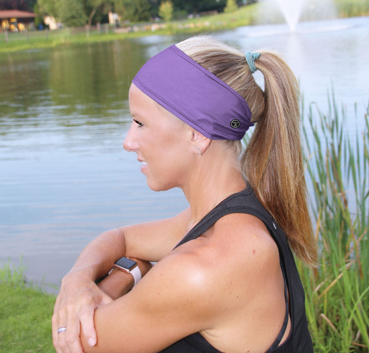 RAVEbandz The Pro - Wide Stretch Headband (Solid Purple)